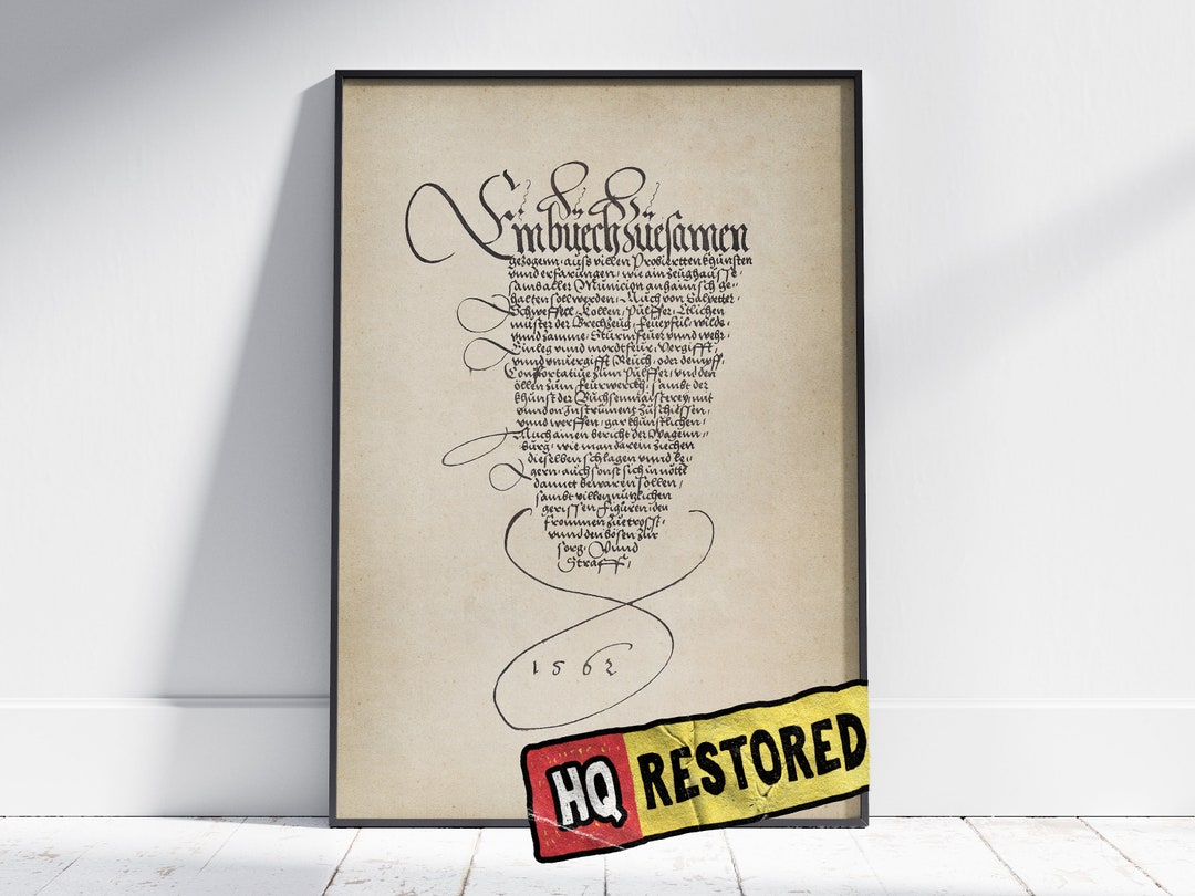 16th Century Antique Manuscript Wall Art, Printable 1500s Medieval Old ...