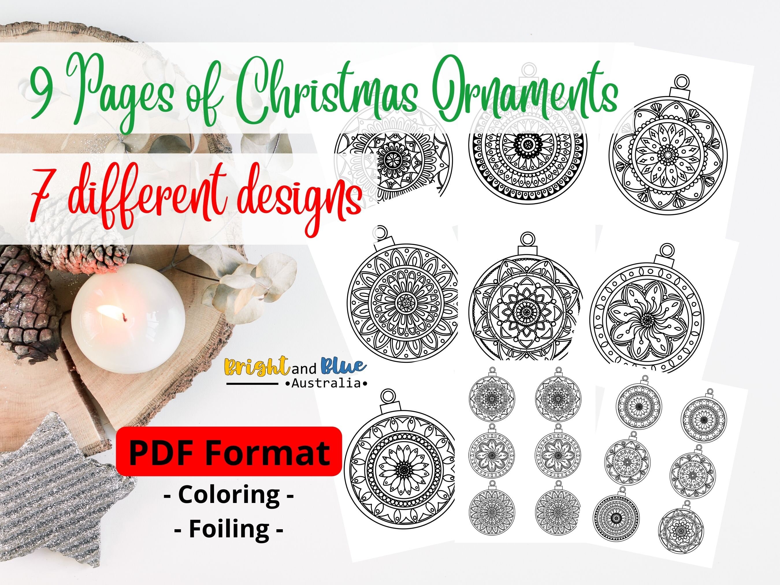 DIGITAL DOWNLOAD, Printable Christmas Baubles for Coloring And/or ...