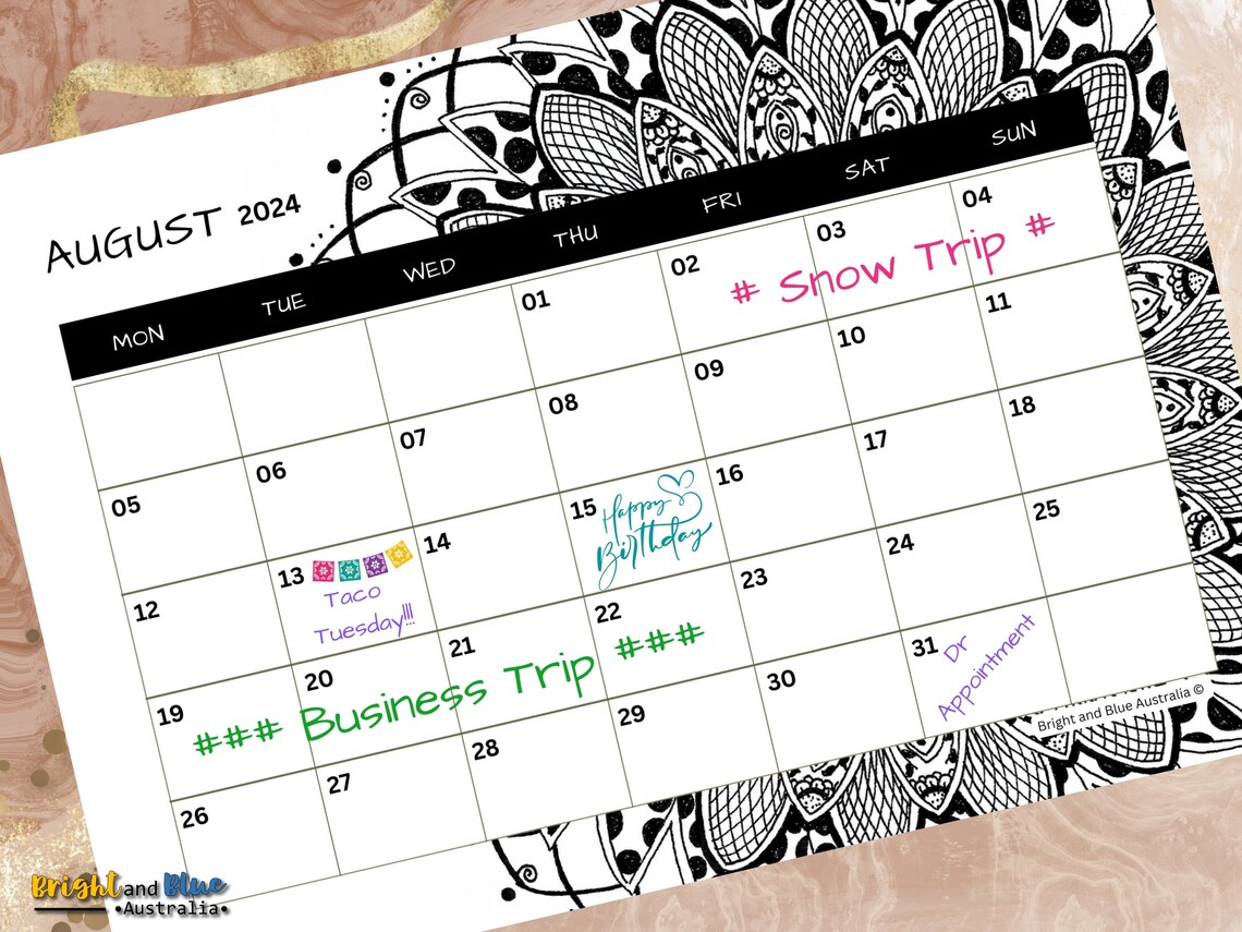 Printable 2024 Calendar in A4 Size to Schedule Your Tasks, With Hand ...