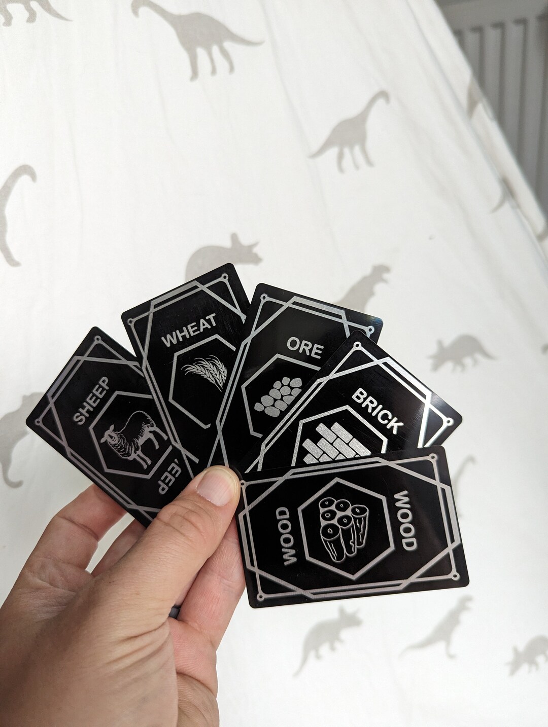 Catan Custom Cards Metal Settlers Cards Unique Replacement Catan Cards ...