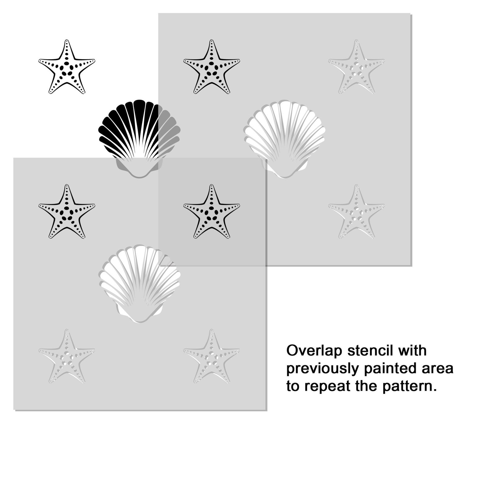 Seashell & Starfish Pattern Reusable Wall Stencil - Etsy