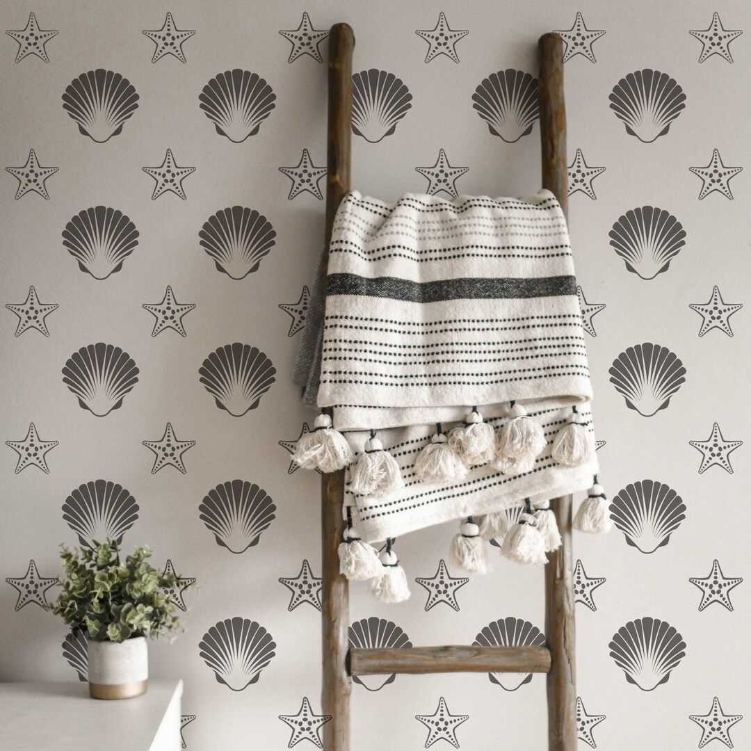 Seashell & Starfish Pattern Reusable Wall Stencil - Etsy