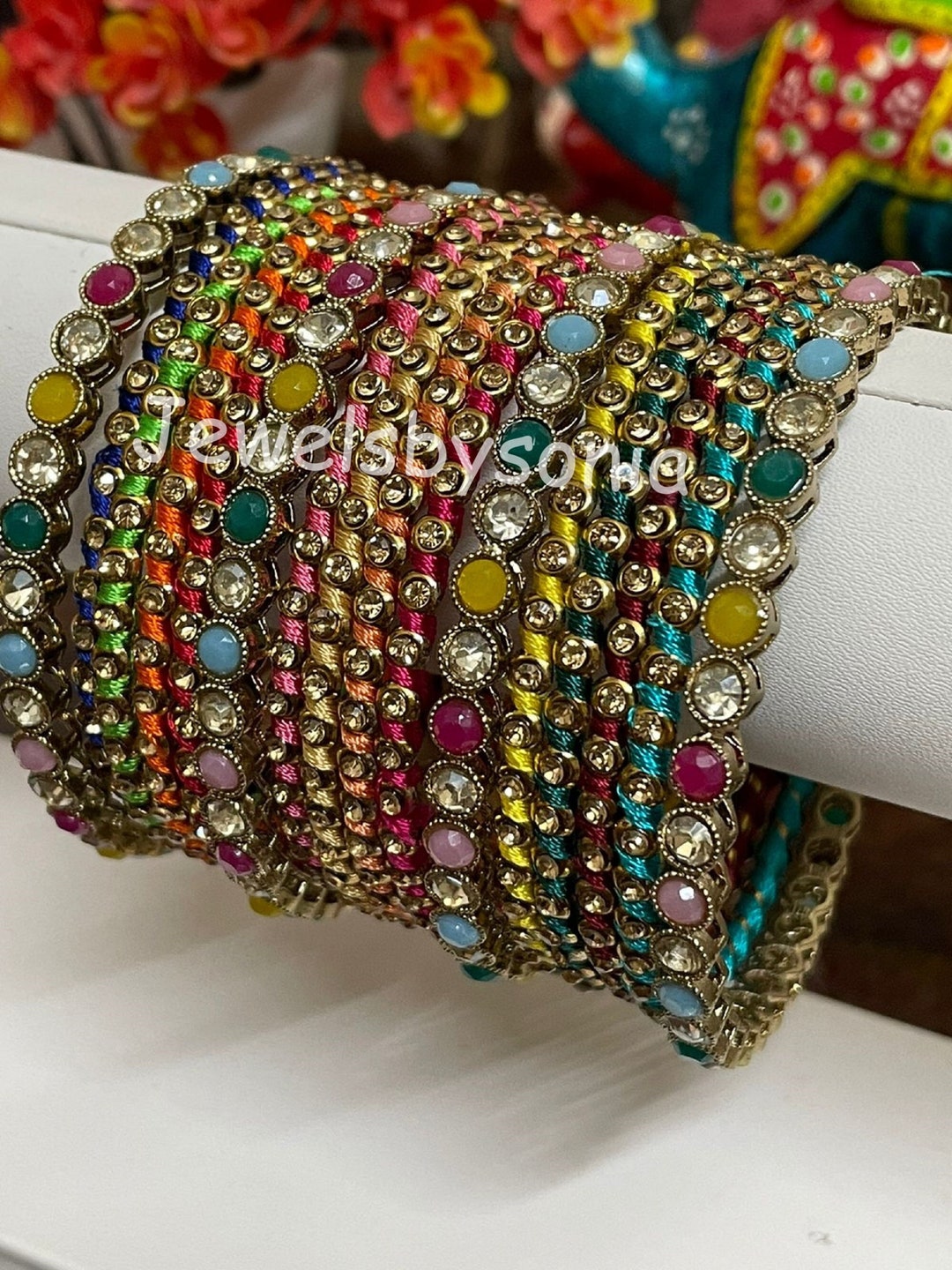 Multi Color Pearl Indian Bangle Bracelet Set Indian Wedding - Etsy