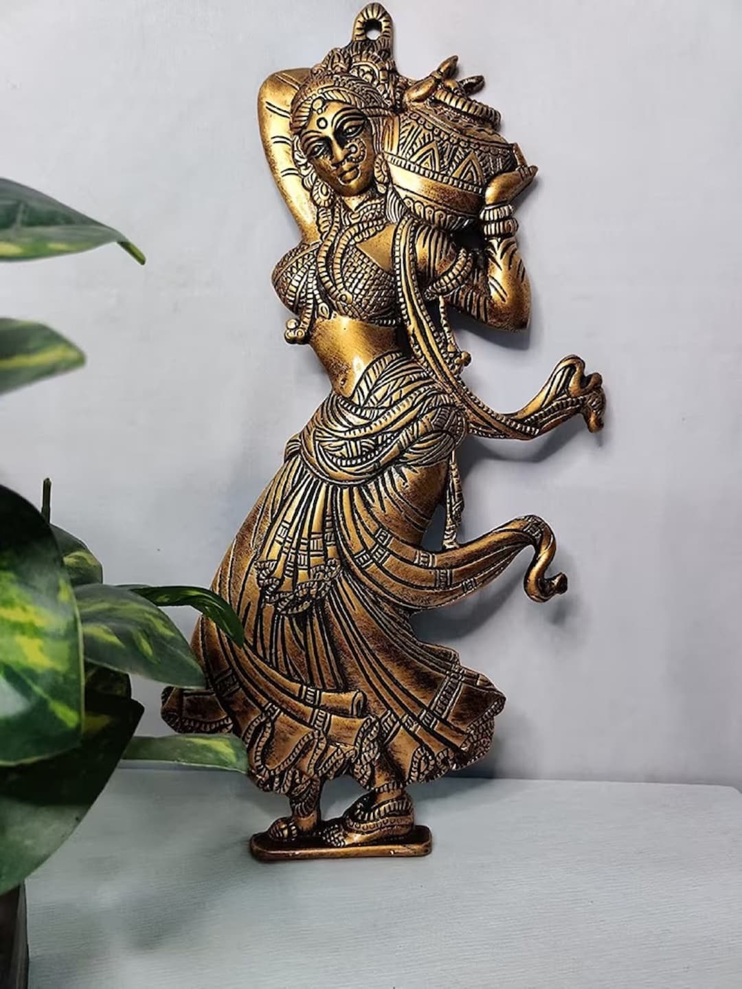 Brass Metal Welcome Door Lady Wall Indian Decor Showpiece Indian Lady ...