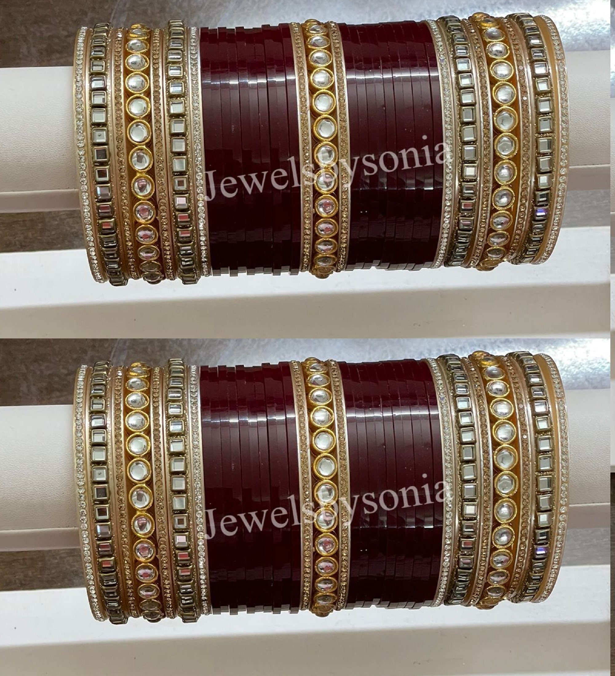Maroon Chura Kundan Chuda Bridal Chura Punjabi Traditional - Etsy