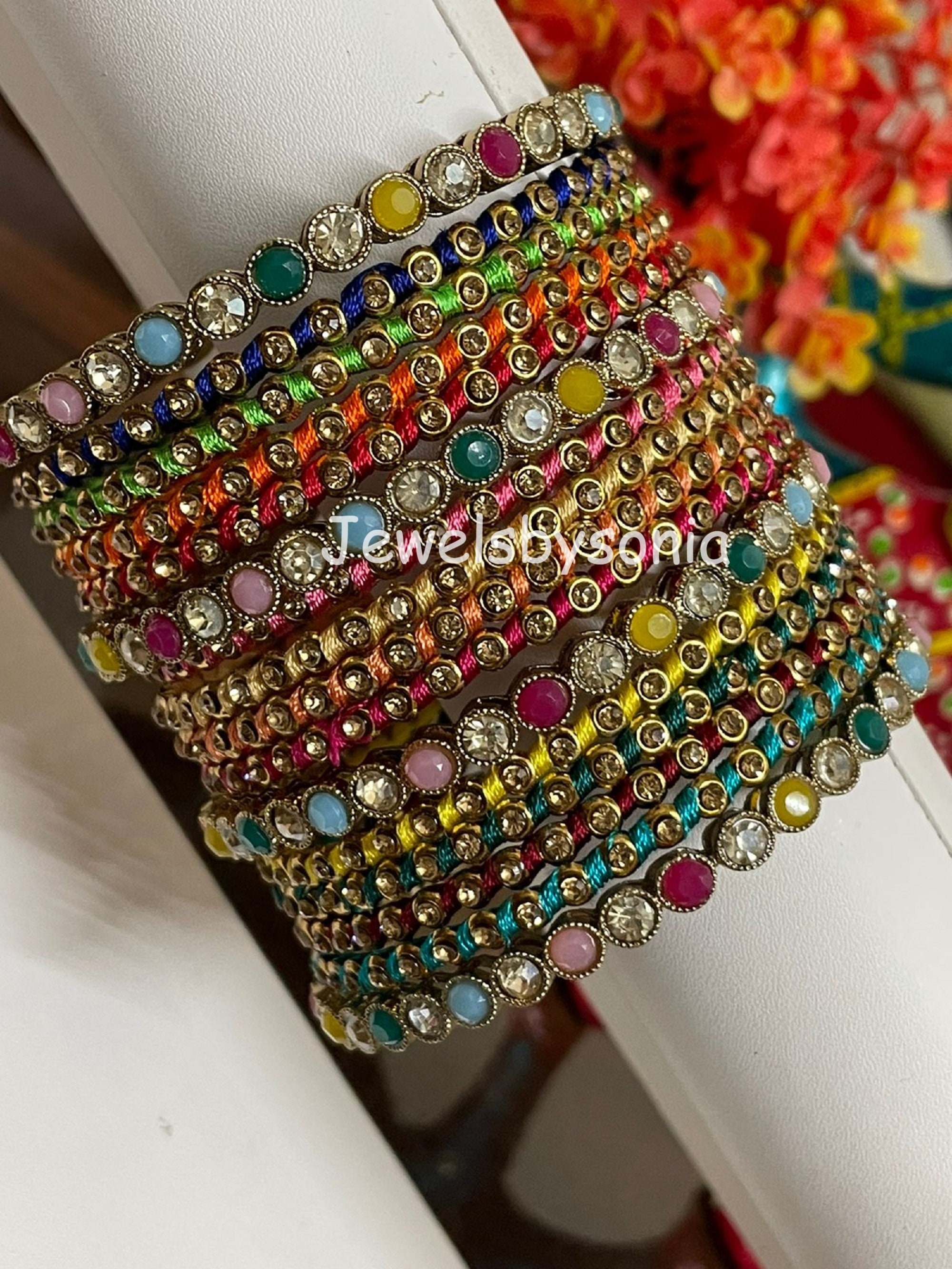 Multi Color Pearl Indian Bangle Bracelet Set Indian Wedding - Etsy