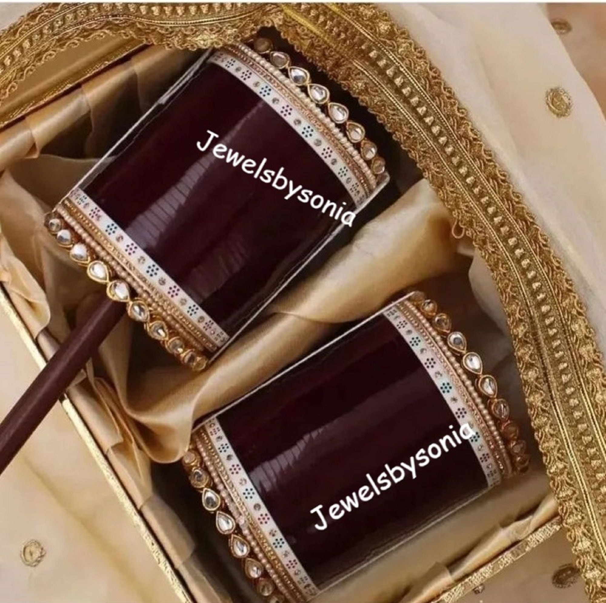 Dark Maroon Chura Kundan Chura Set Punjabi Wedding Bridal - Etsy