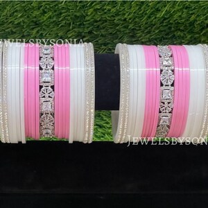 Kiara Advani Choora/pink White Wedding Choora Set/american Diamond ...