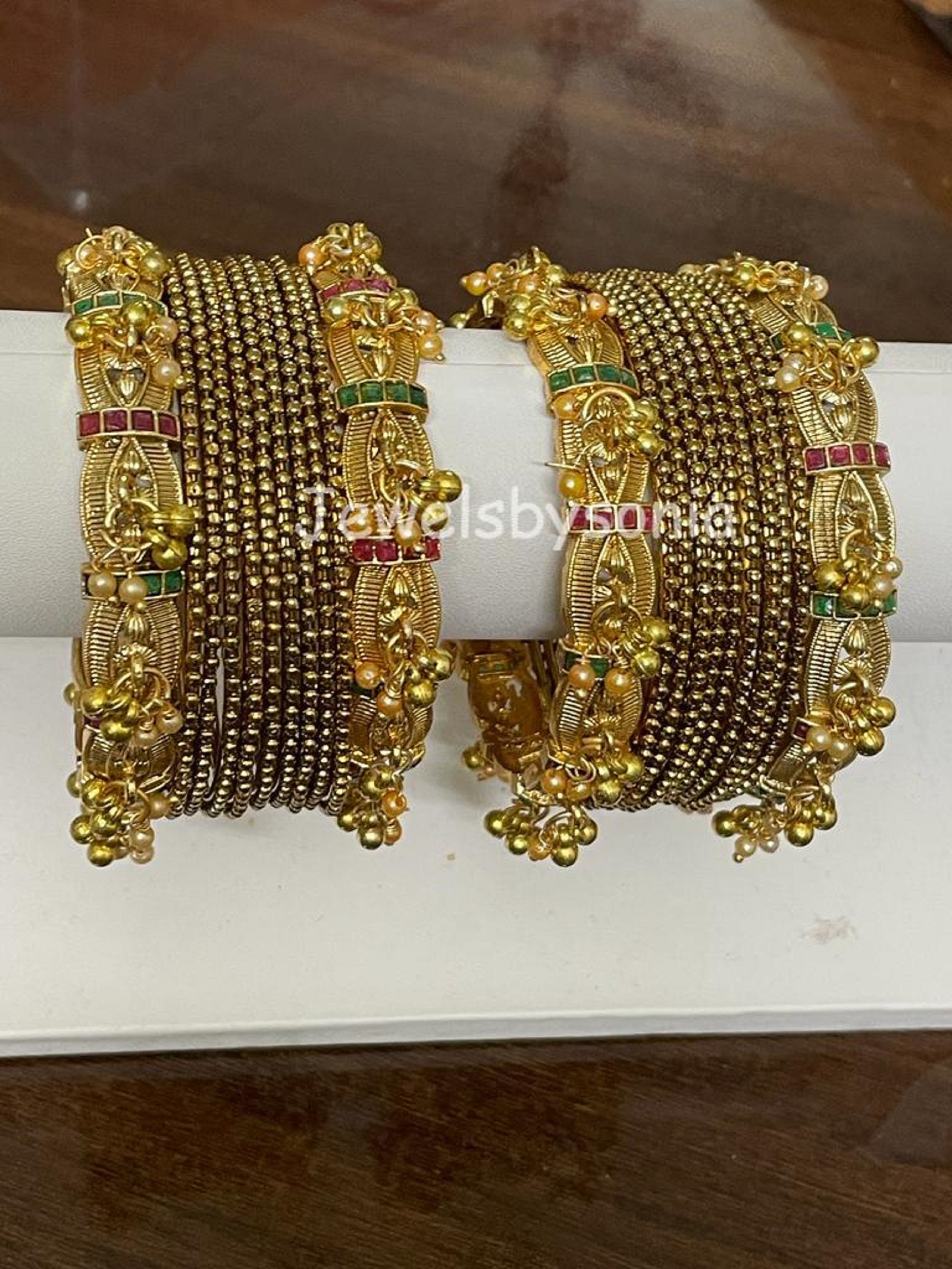 Gold Bangles Set Restocked/south Indian Jewelry/indian - Etsy
