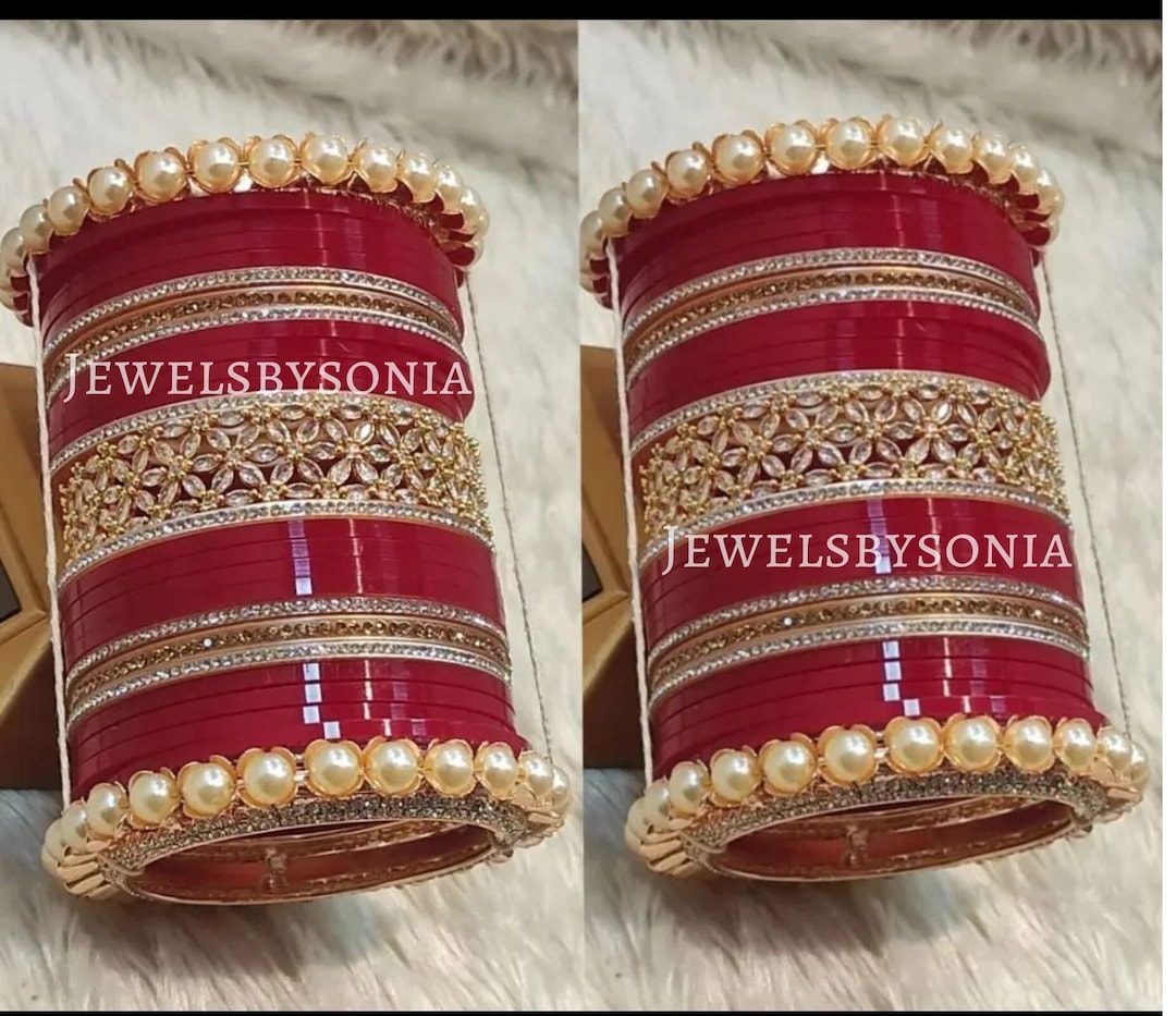 Bridal Chura Dark Maroon Wedding Choora Set Punjabi Bridal Chooda ...