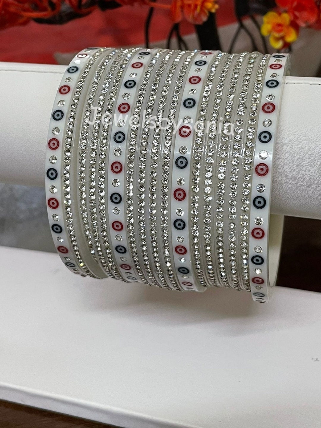 White Dotted Chooda Bangles, Indian Chuda, Diamond Chuda, Indian Bridal ...