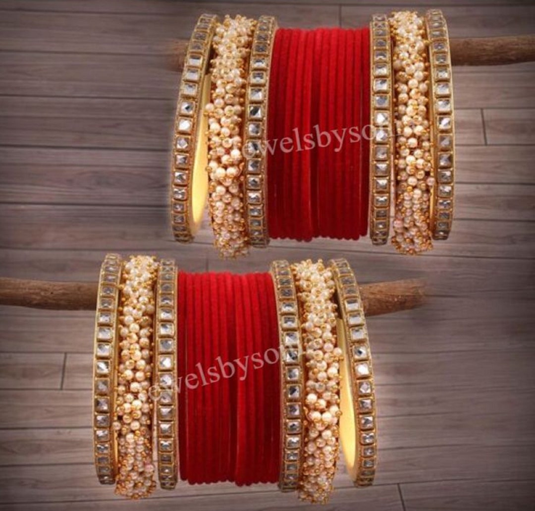 Velvet Bangles, Velvet Metal Bangles, Women Bangles, Bangles, Bridal ...