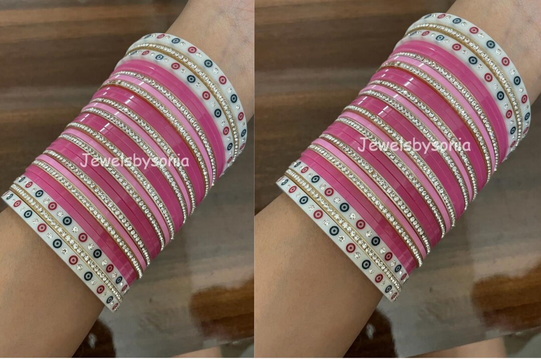 Pink Bridal Punjabi Choora Wedding Wear Chuda Set for Indian - Etsy