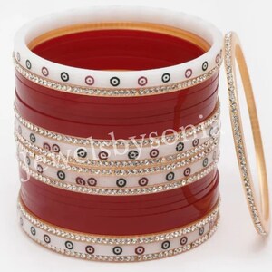 Traditional Bridal Chura Indian Bangles Red Dotted Chura - Etsy