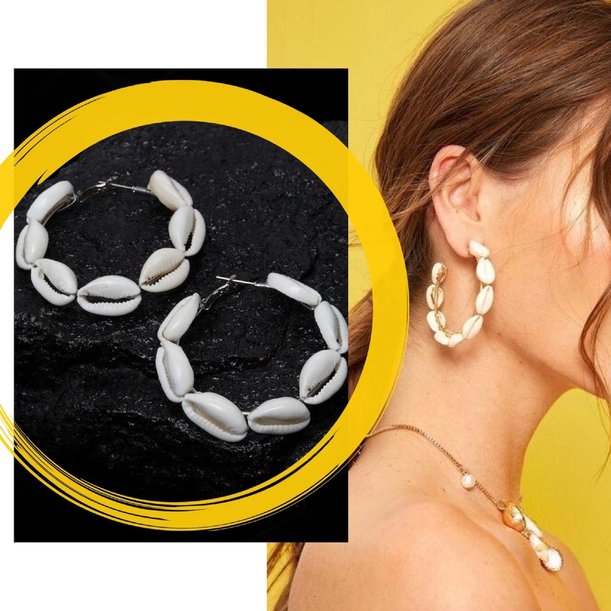 Indian Traditional White Kodi Shell Oxidized Hoop Jewelry - Etsy