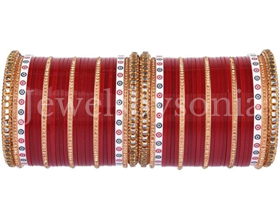 Bridal Chura Dark Maroon Wedding Choora Set Punjabi Bridal - Etsy