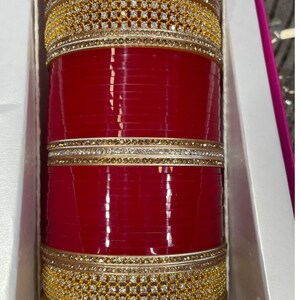 Traditional Bridal Chura, Indian Bangles, Red Dotted Chura, Red Punjabi ...