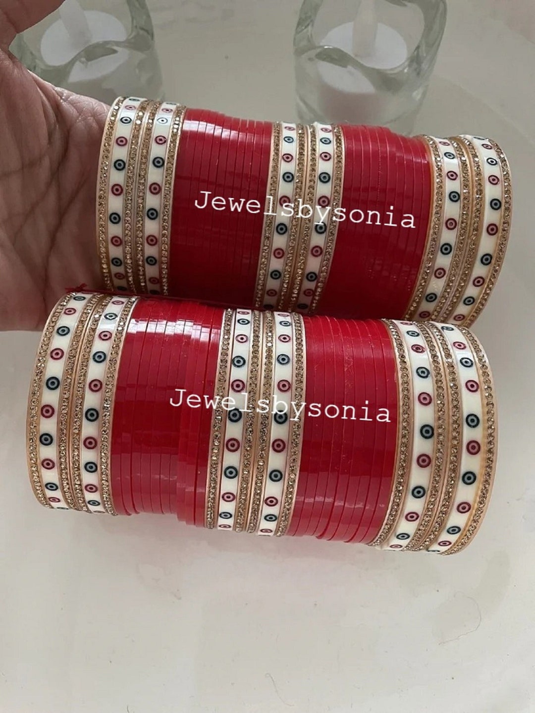 Traditional Bridal Chura, Punjabi White Dotted Chuda, Wedding Bangles ...