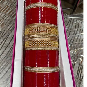 Traditional Bridal Chura, Indian Bangles, Red Dotted Chura, Red Punjabi ...