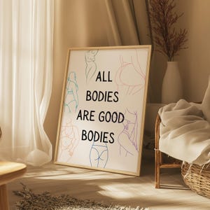 Body Positivity Art Print: Rainbow Female Body Outline (digital ...