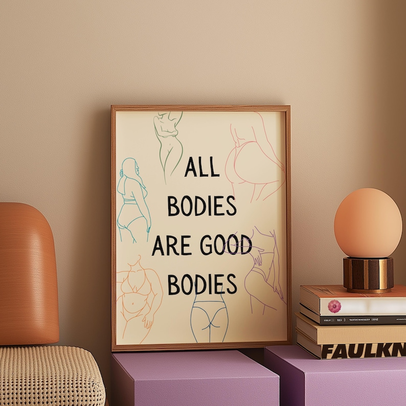 Body Positivity Art Print: Rainbow Female Body Outline (digital ...