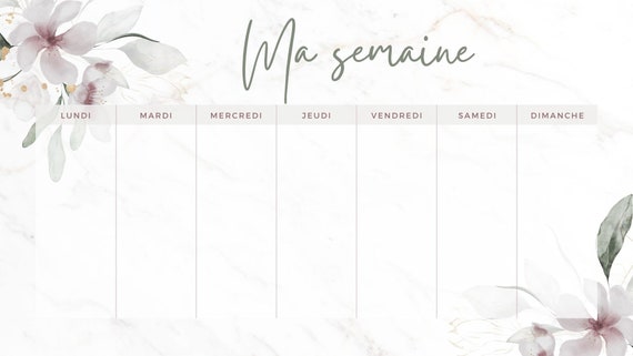 Calendrier De La Semaine à Imprimer Plan De La Semaine | Etsy