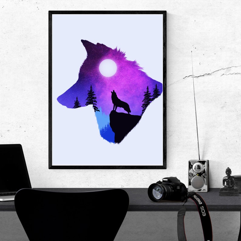 Howling Wolf Outline Digital Print. Printable Instant - Etsy