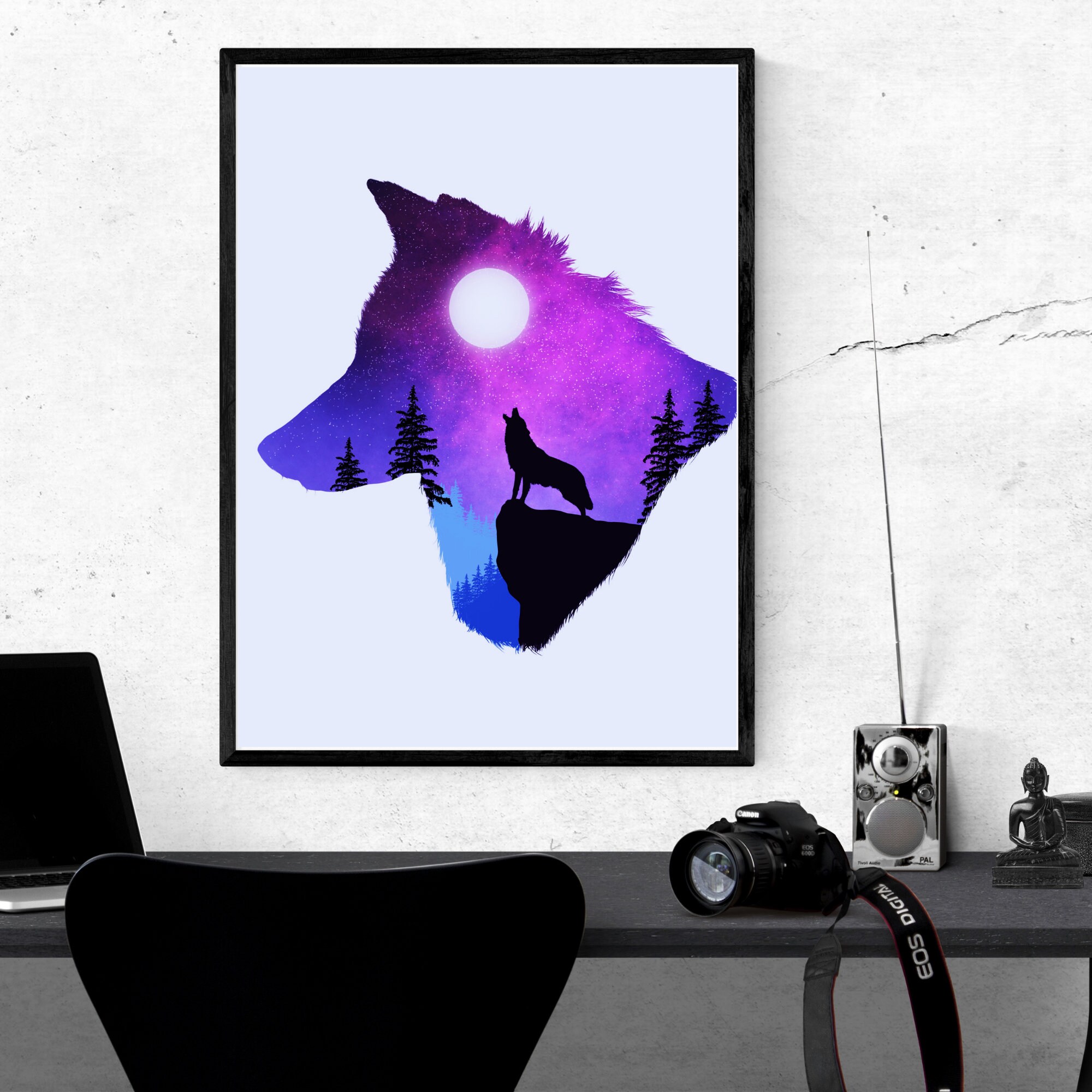 Howling Wolf Outline Digital Print. Printable Instant Download ...