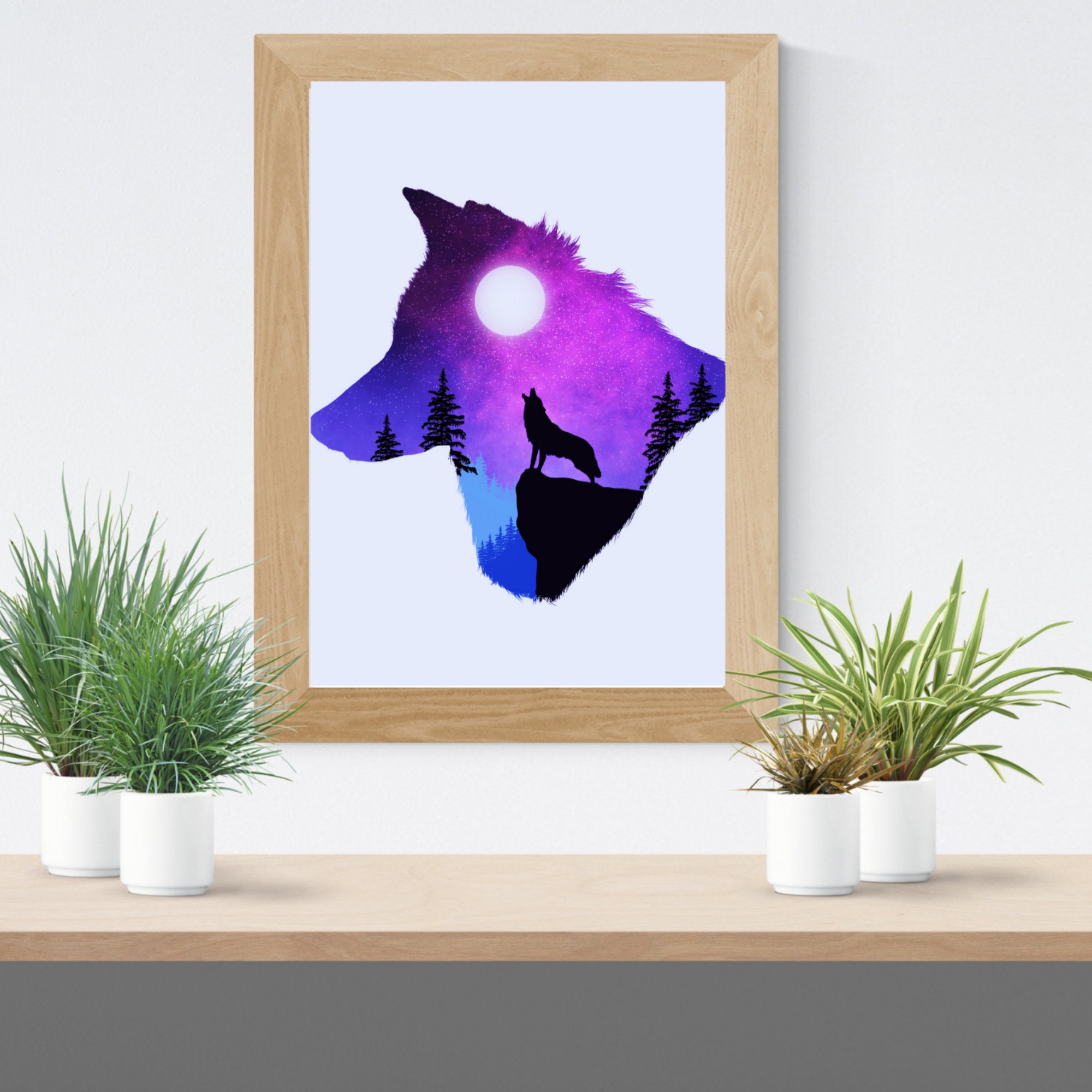 Howling Wolf Outline Digital Print. Printable Instant Download ...