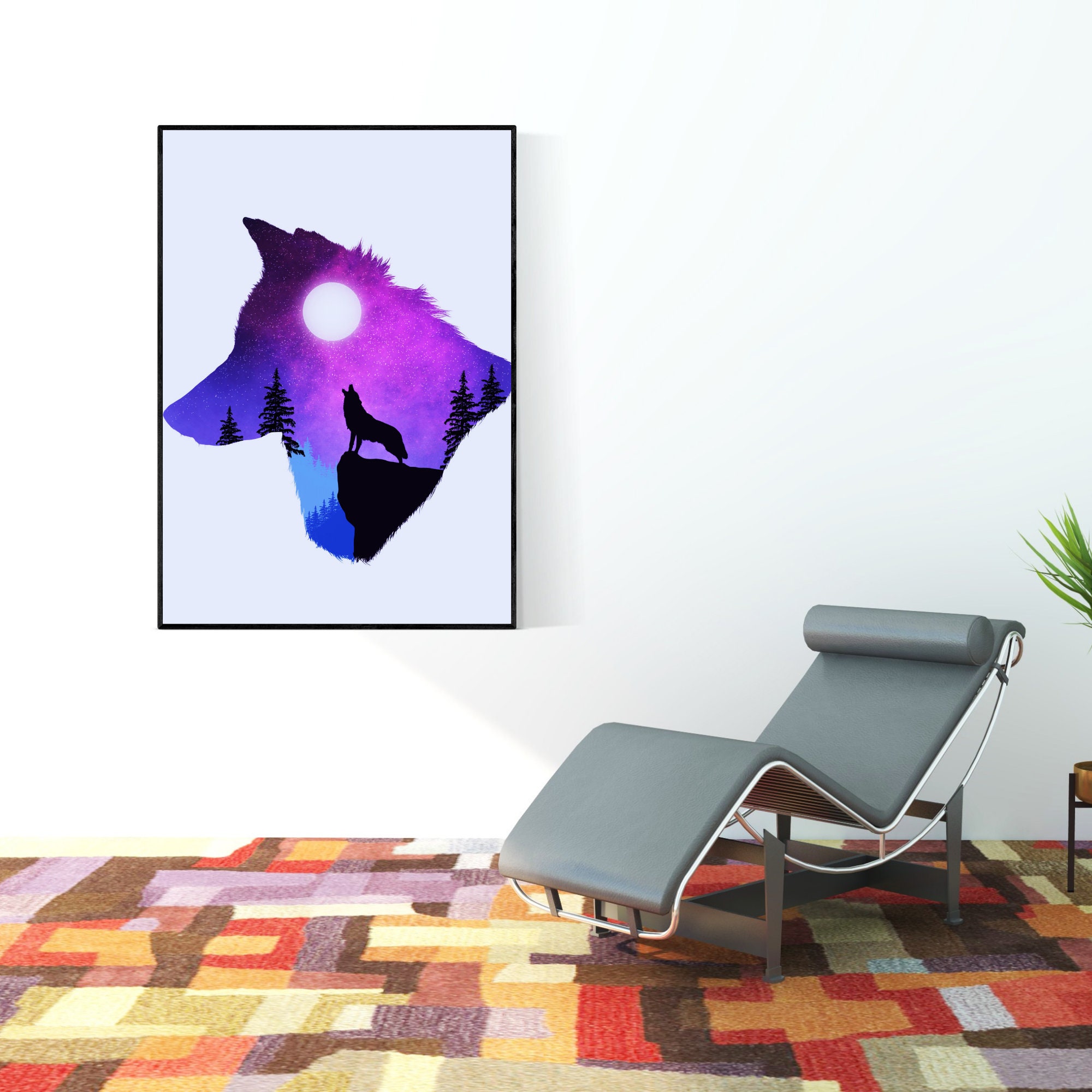 Howling Wolf Outline Digital Print. Printable Instant Download ...