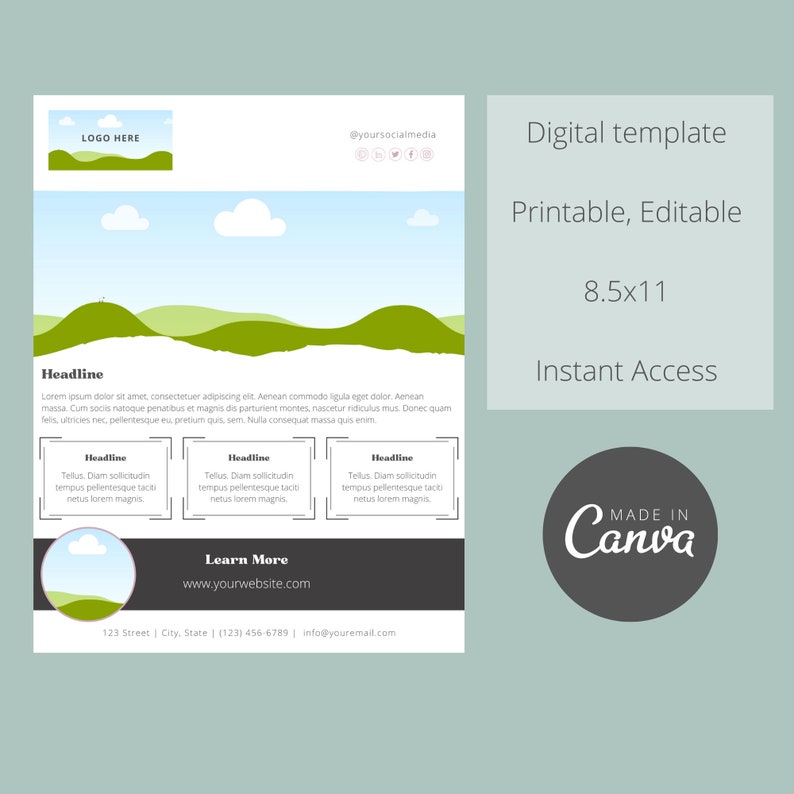 Basic Flyer Template, Printable, Instant Download, Small Business Flyer ...