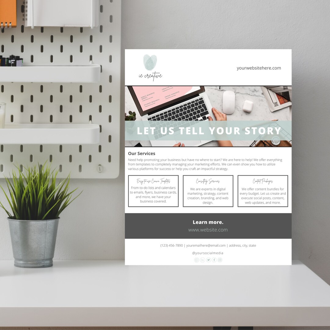 Simple Flyer Template, Printable, Instant Download, Small Business ...