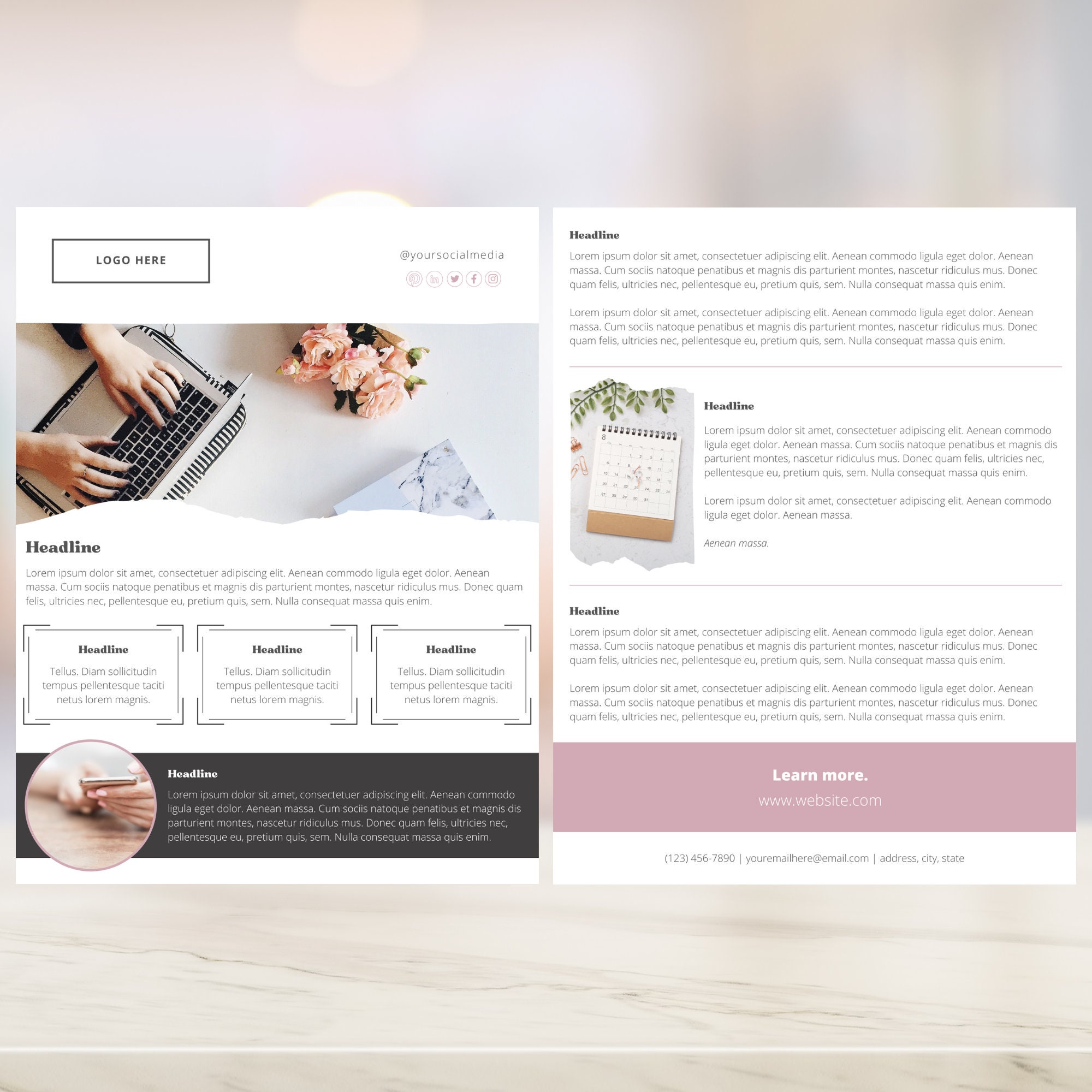 Simple Flyer Template, Double Sided Flyer Template | Printable, Instant ...