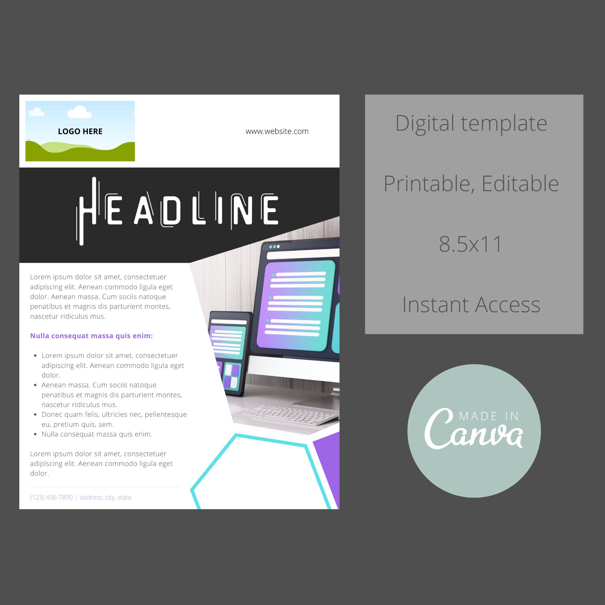 Simple Flyer Template Printable Instant Download Vintage - Etsy