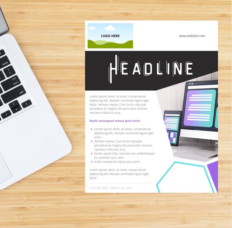 Simple Flyer Template, Printable, Instant Download, Vintage Modern ...