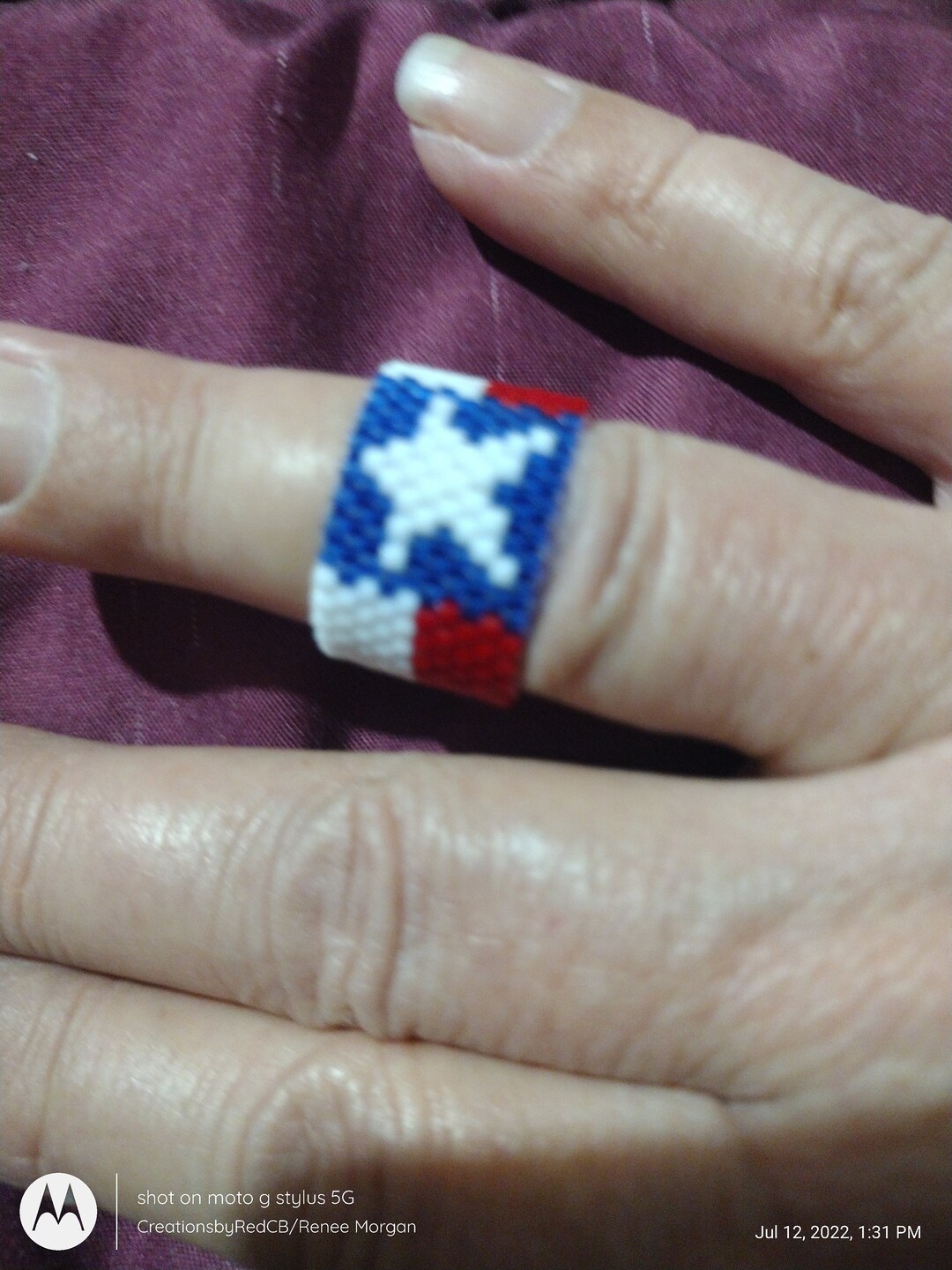 Texas Flag Beaded Ring - Etsy
