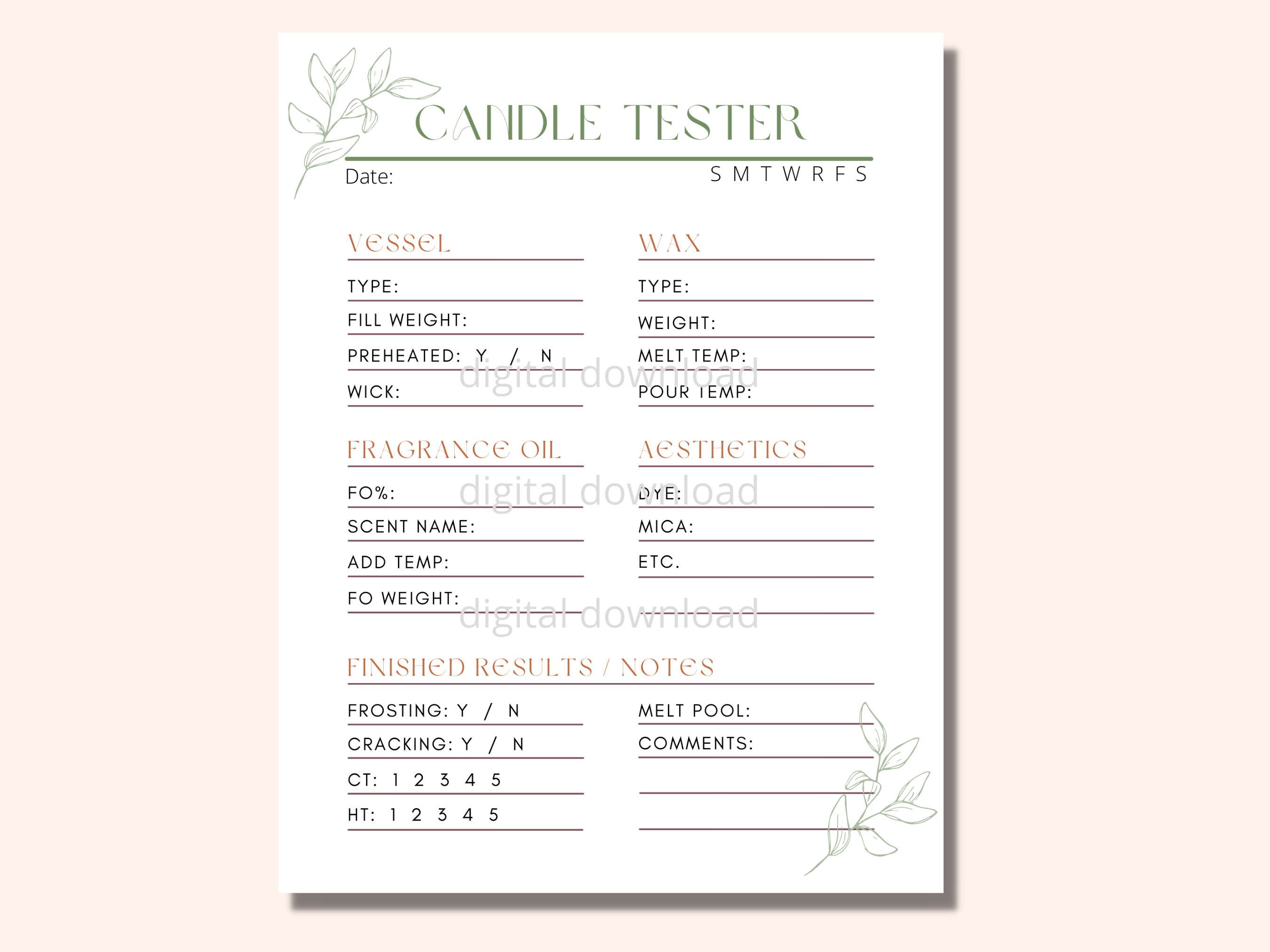 Printable Candle Testing Data Sheet Digital Candle Tester - Etsy Printable Candle Testing Data Sheet Digital Candle Tester - Etsy