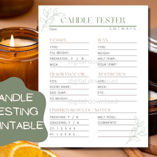Candle Testing Sheet Printable Candle Burn Test Sheet Candle - Etsy Canada Candle Testing Sheet Printable Candle Burn Test Sheet Candle - Etsy Canada