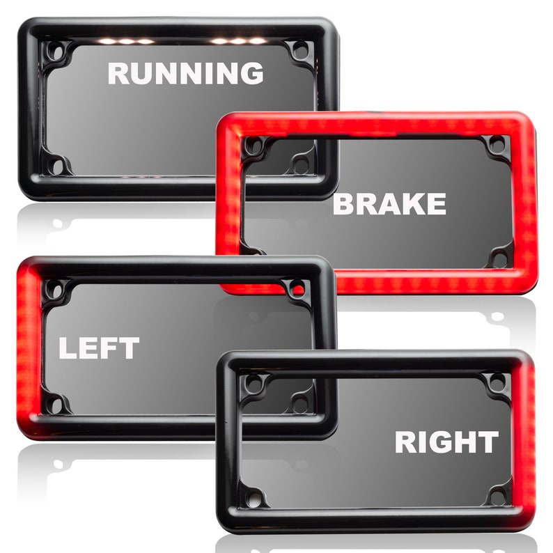 LED Lighted Motorcycle License Plate Frame Turn Signal Brake - Etsy