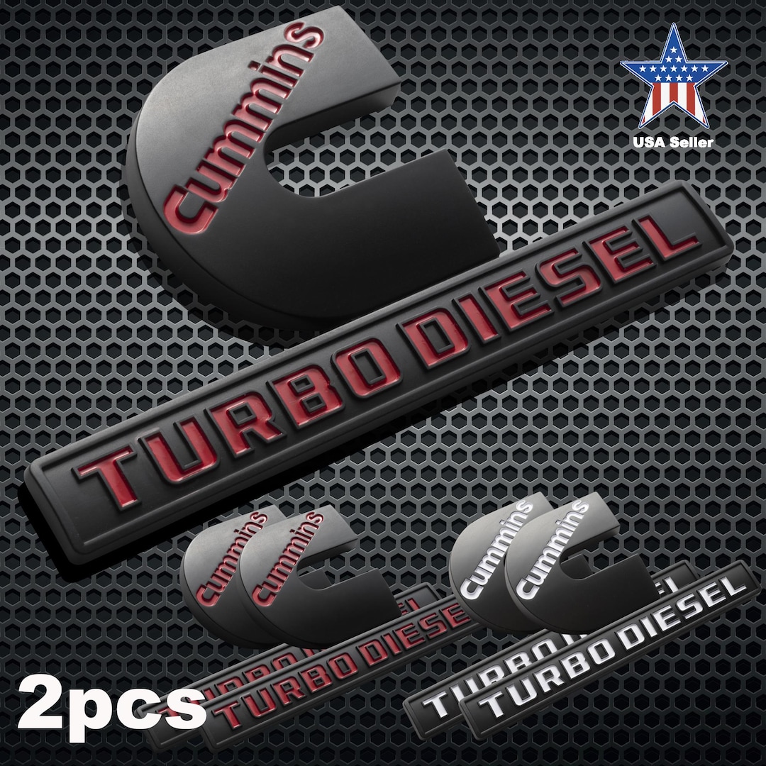 2pcs 3D Cummins Turbo Diesel Emblems Badges Compatible Ram 2500 3500 ...
