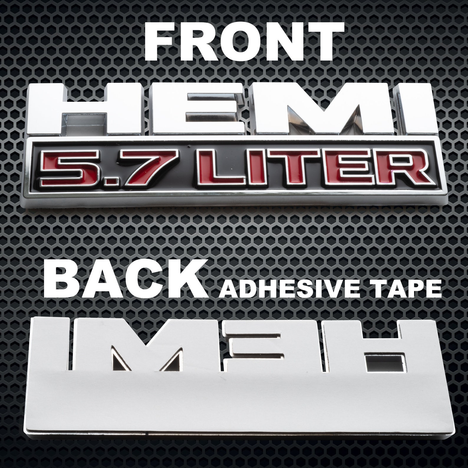 2pcs Hemi 5.7 Liter Emblems 3D Side Door Fender 2009-2019 RAM 1500 2500 3500 Black Matte Chrome ...