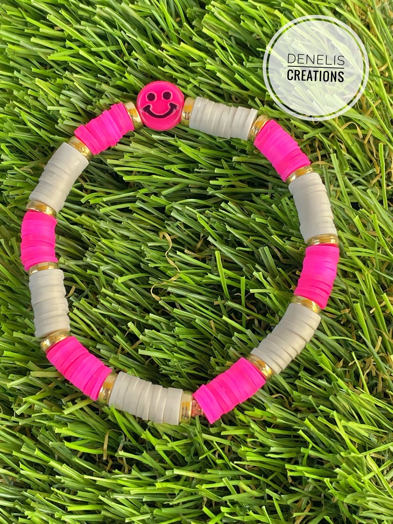 Smiley Face Bracelet Personalized Bracelets Clay Bead - Etsy