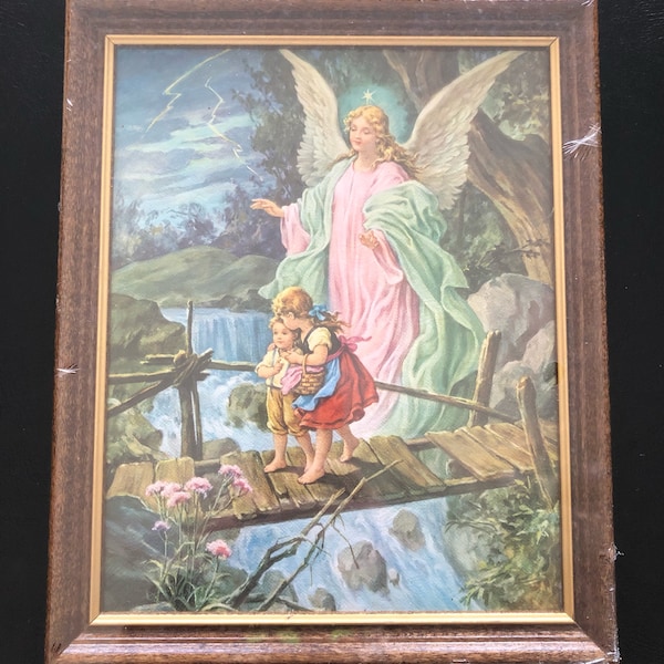 Angel Watching Over Children Crossing Bridge - Etsy