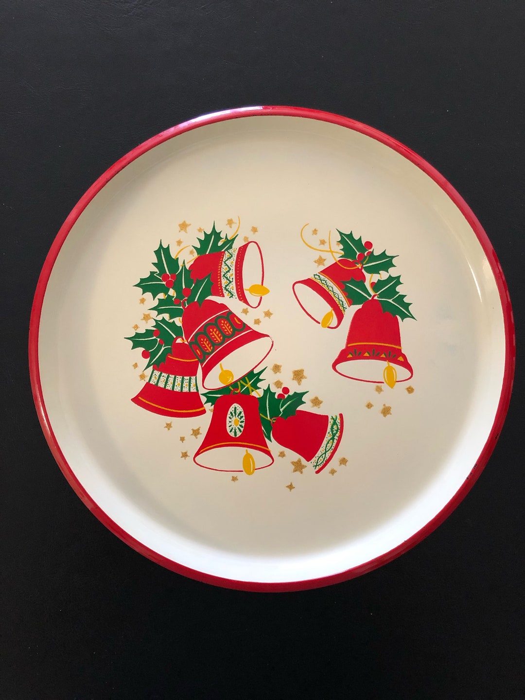 1960s Christmas Metal Serving Trays Vintage Mid-century Modern ...