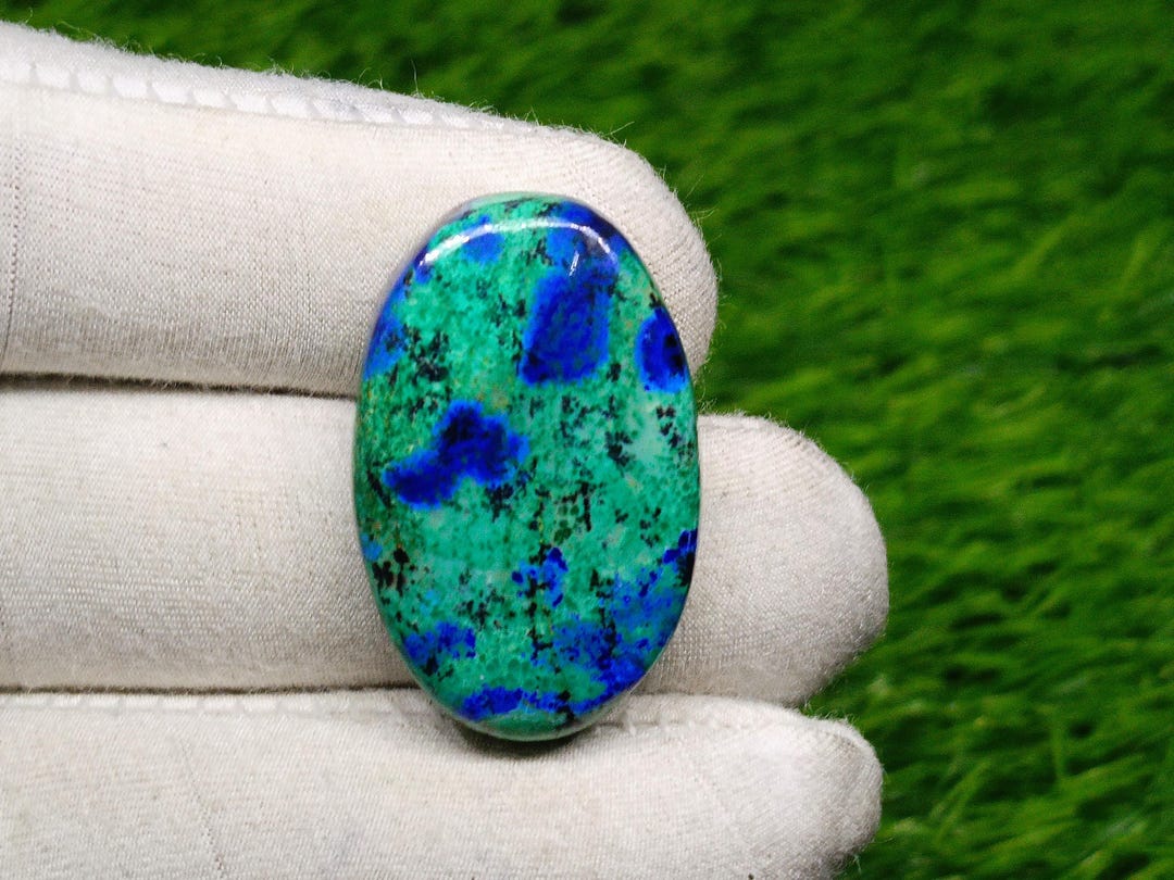 Oval Azurite Cabochon, AAA Quality Gemstone (37x22x4 MM, 34 Cts) - Etsy
