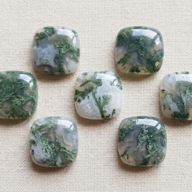 Moss Agate Cushion Rings - Etsy