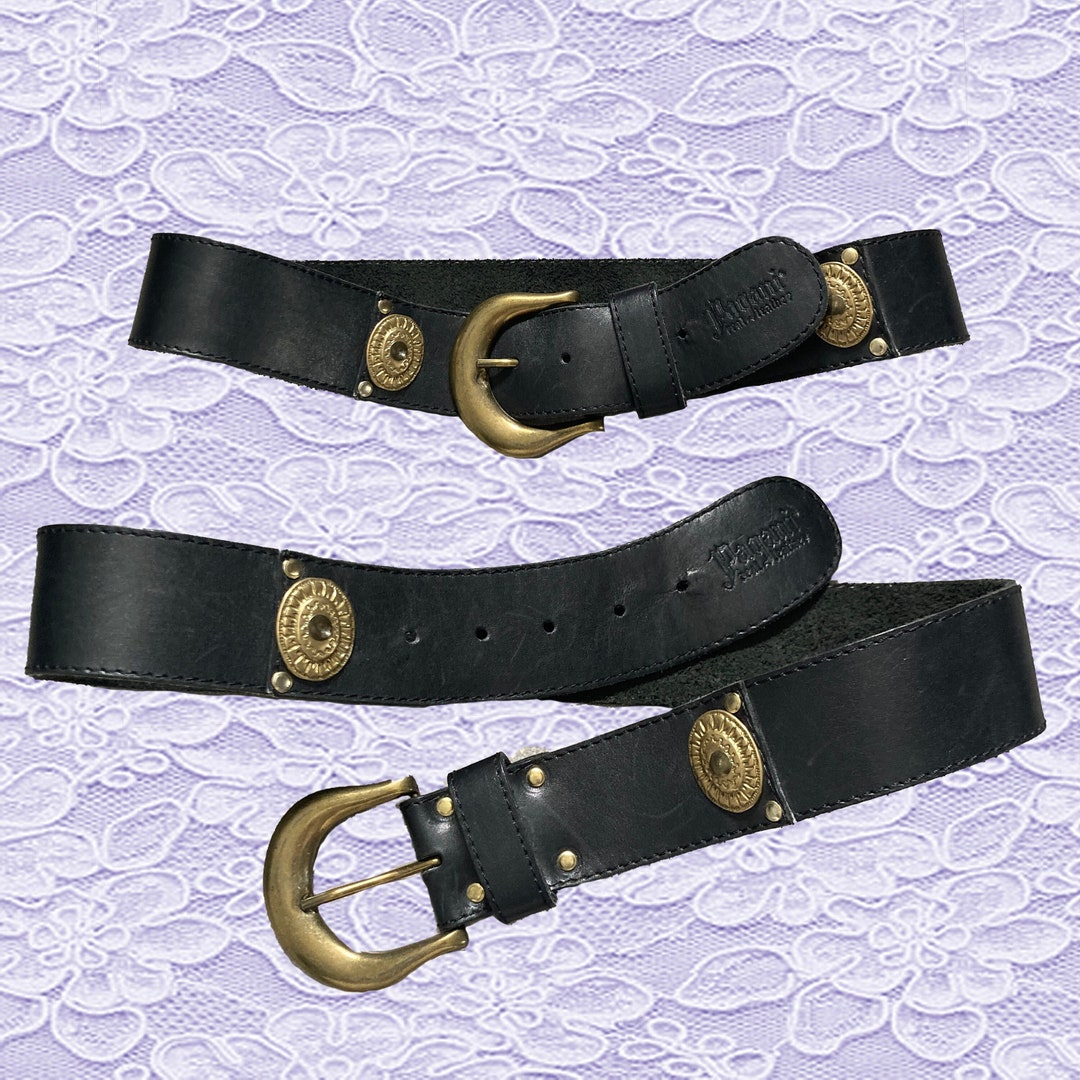 Y2k Leather Black Belt, pagani Low Rise 00s Belt With Decoration ...