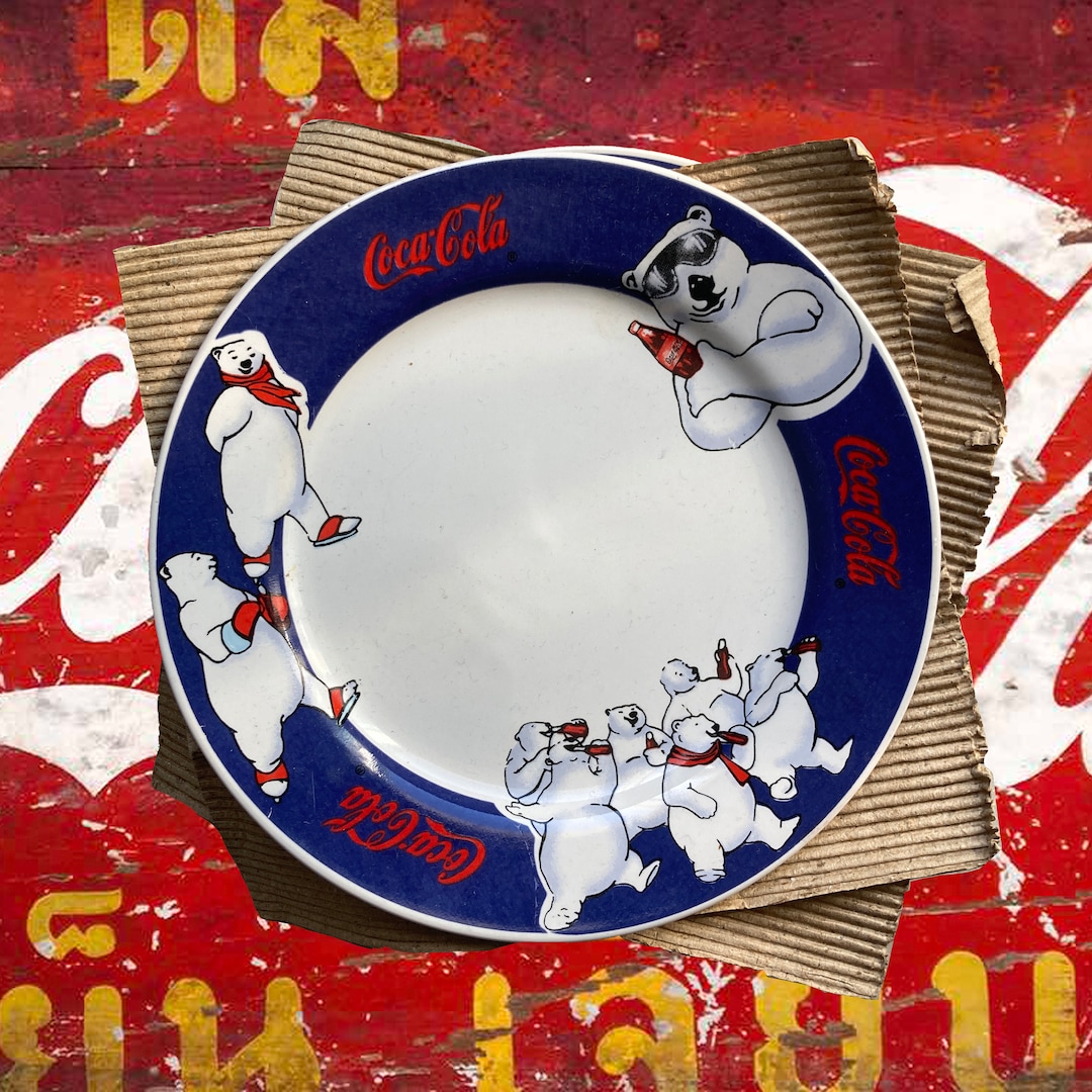 COCA COLA Vintage Plates, 1998 Coca-cola Porcelain Plates, Polar Bear ...