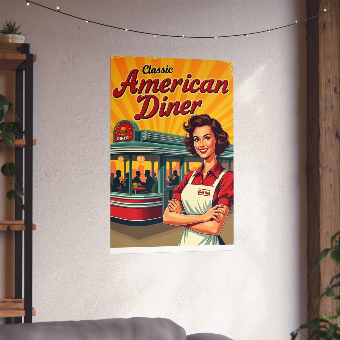 Vintage American Diner Decor Poster, Retro Wall Art, Classic Diner ...