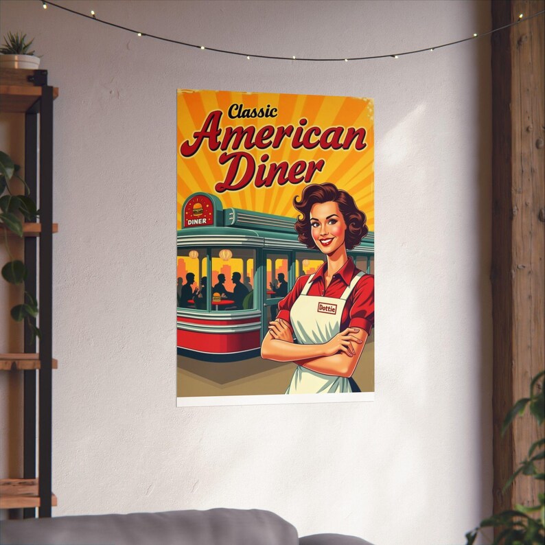 Vintage American Diner Decor Poster, Retro Wall Art, Classic Diner ...